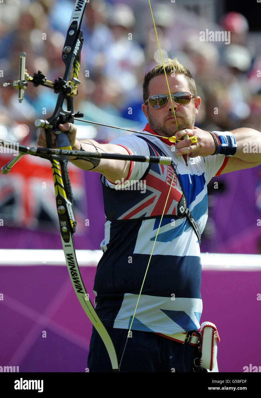 Great Britain's Larry Godfrey competes in the Men's Individual Archery ...