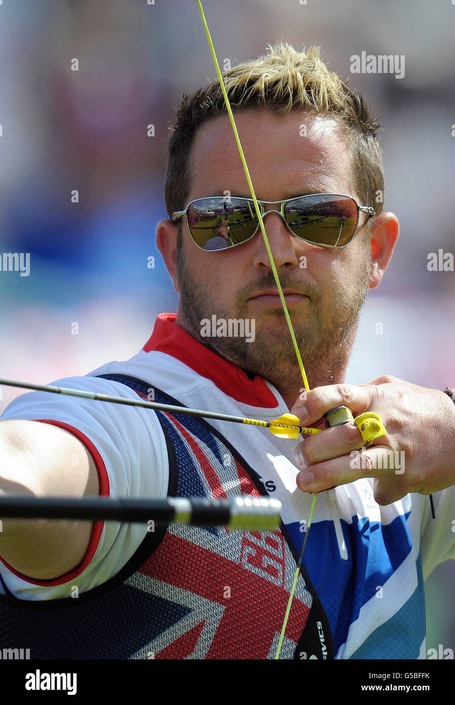 Great Britain's Larry Godfrey competes in the Men's Individual Archery ...
