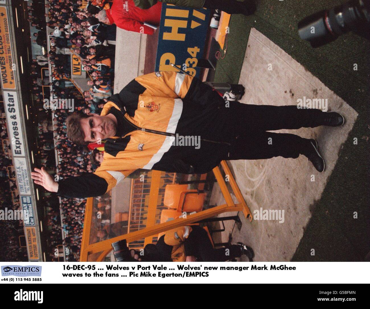 Wolves new manager mark mcghee waves to fans hi-res stock photography ...