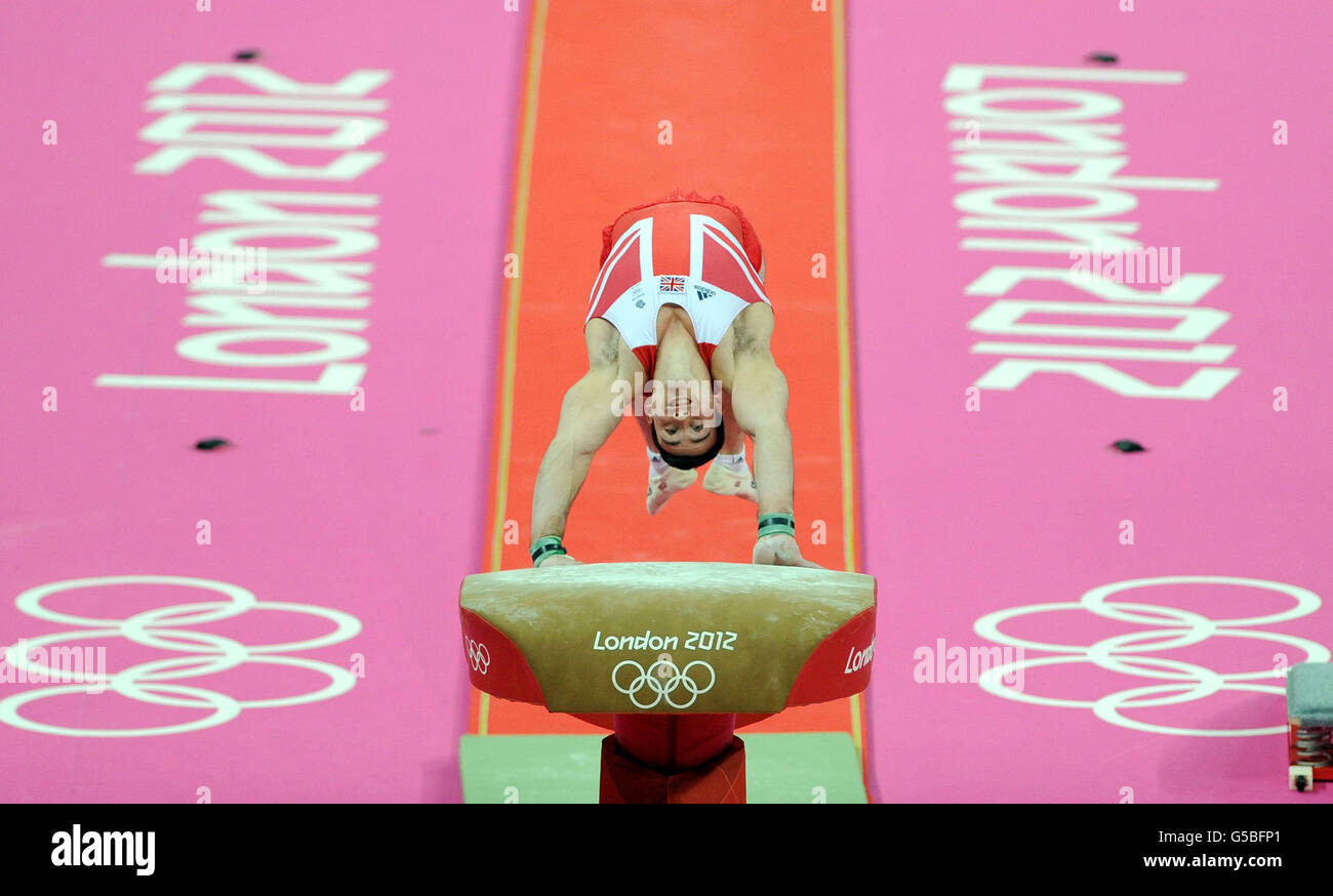 Great Britain's Kristian Thomas competes on the vault during the ...