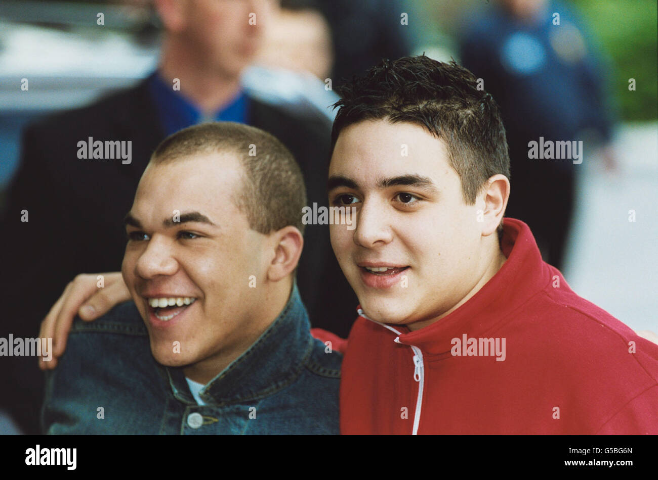 Danny Foster (L) & Noel Sullivan, from pop band Hear' Say, arrive for ...