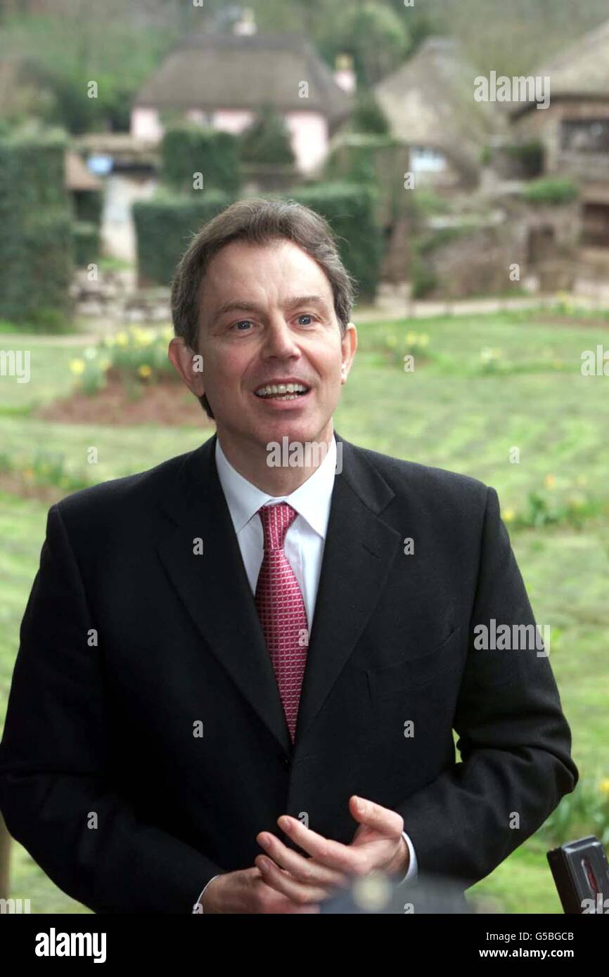 Prime Minister Tony Blair during his visit to Cockington near Torquay ...