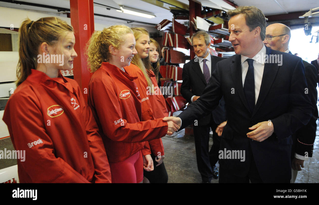 Prime Minister David Cameron meets rowers at Bann Rowing Club in ...