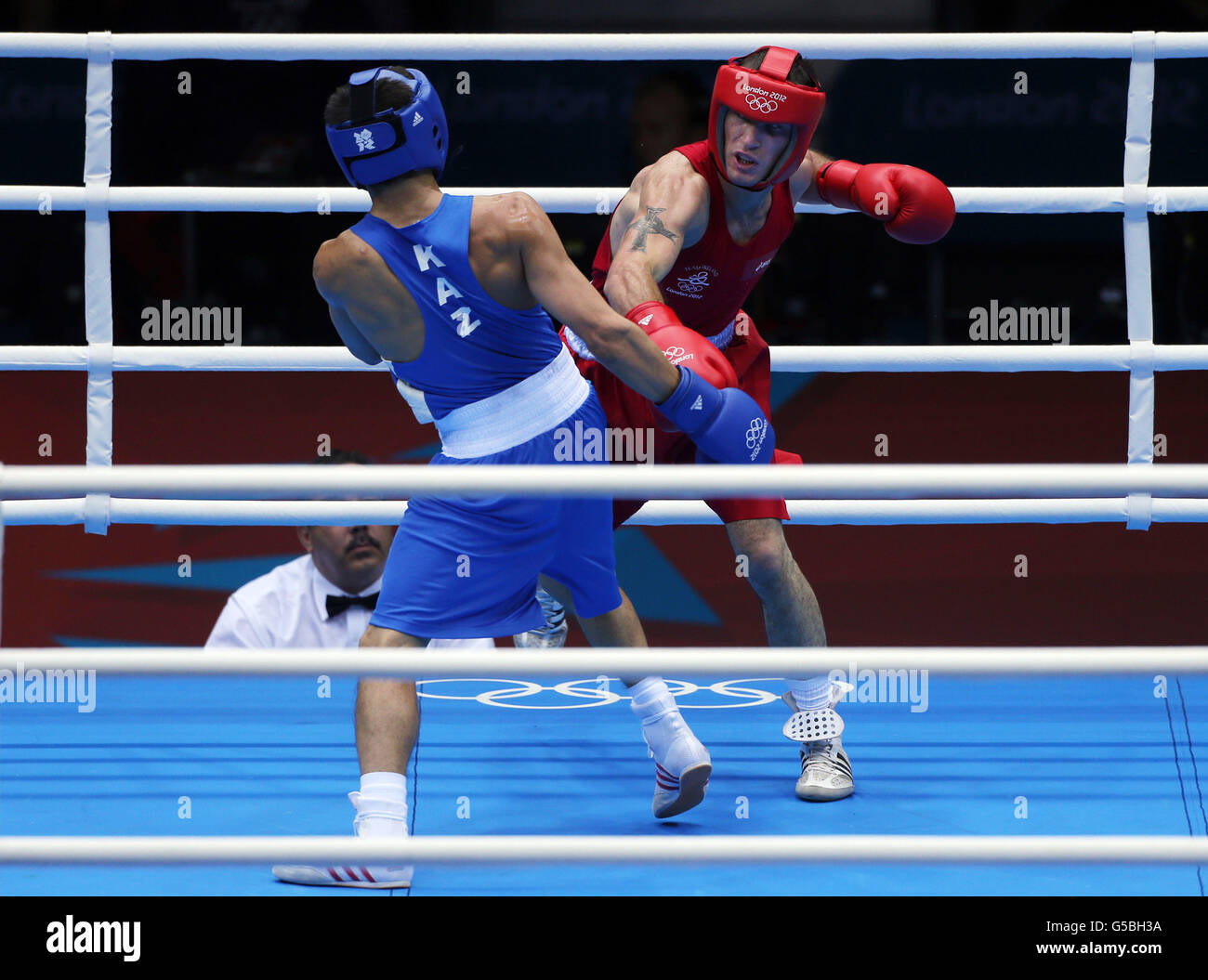 Ireland's Boxer Joe John Nevin (right) during his win over Kazakhstan's ...
