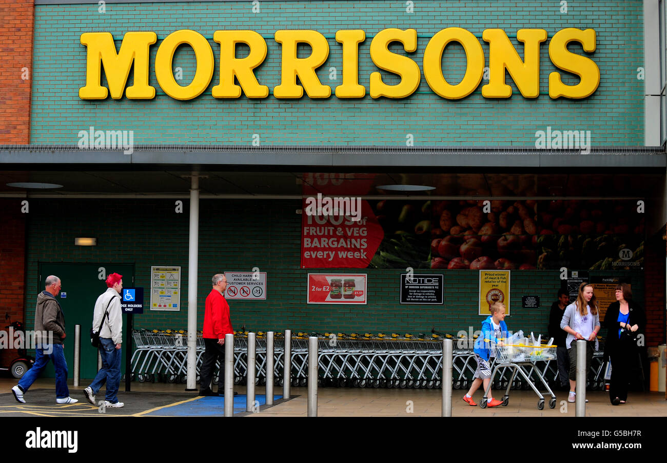 A general view of a morrisons supermarket logo in swadlincote hi-res ...
