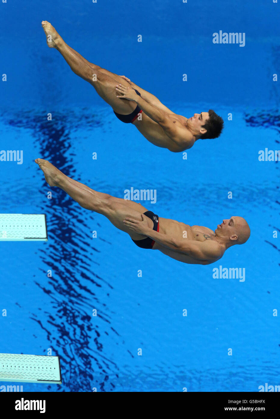 Great Britain's Chris Mears (top) and Nick Robinson-Baker dive during ...