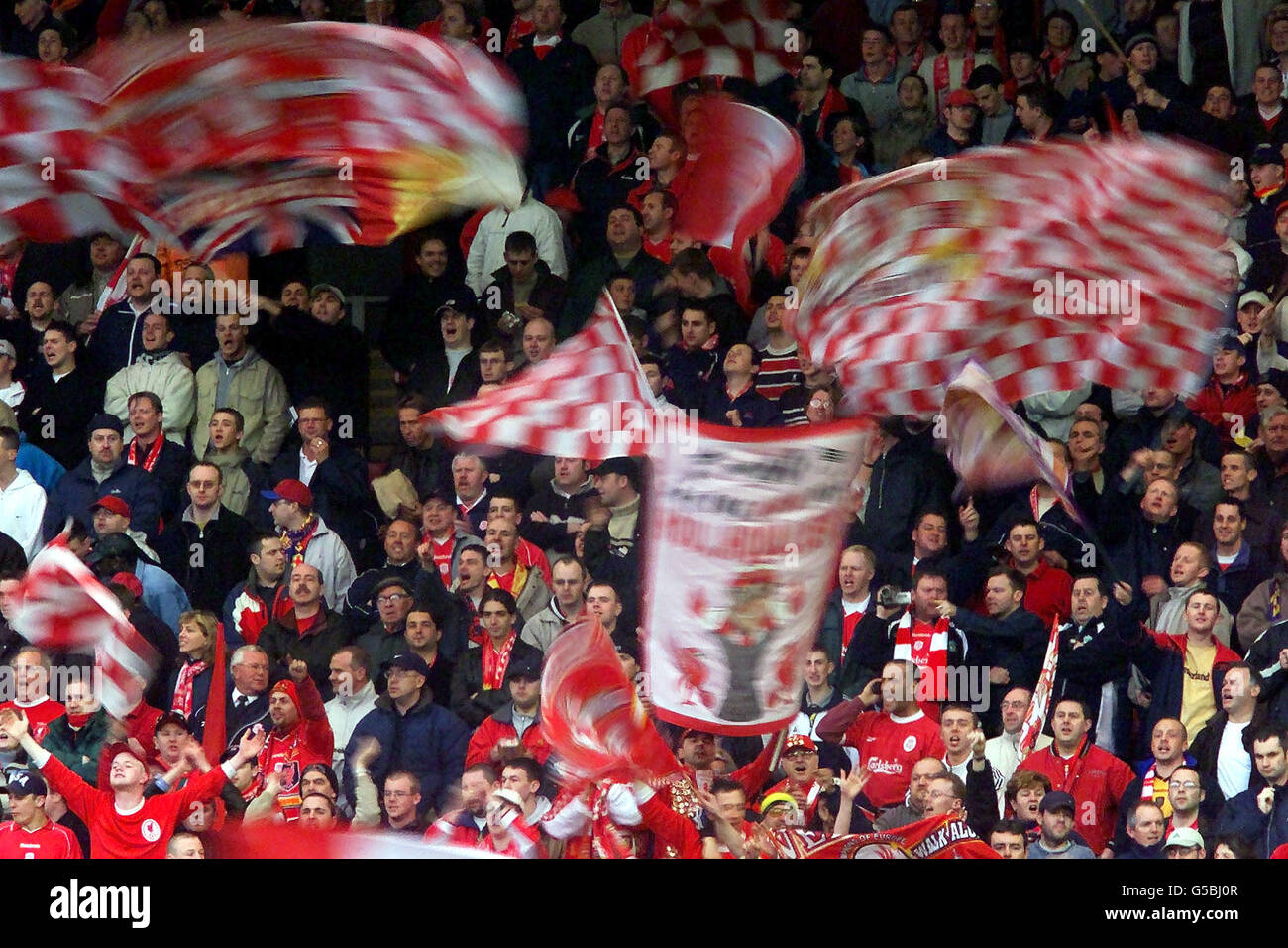 Liverpool kop flags hi-res stock photography and images - Alamy