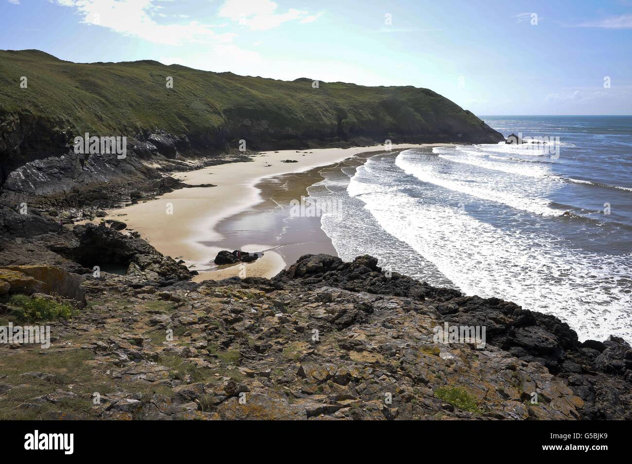 A general view of a place known locally as 'Blue Pool' near Llangennith ...