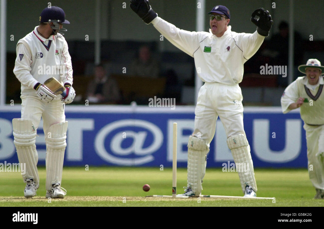 Somerset's wicket keeper Rob Turner celebrates as Lancashire's Joseph ...