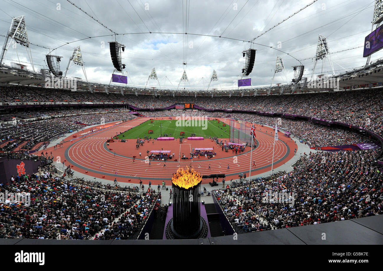 A general view of The Olympic Stadium during the Men's 400m hurdles ...
