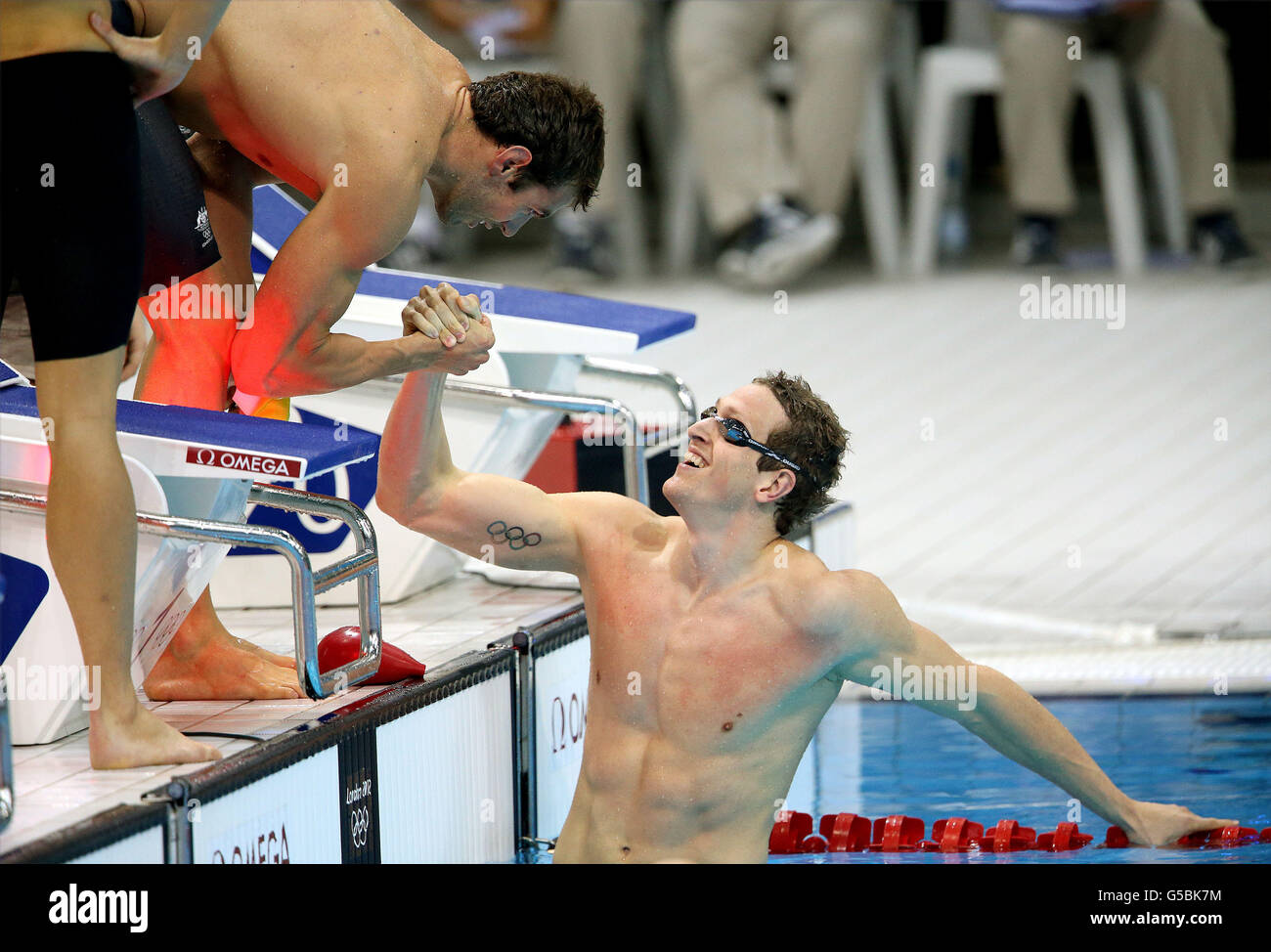 Great Britain's Michael Rock (right) celebrates after Great Britain ...