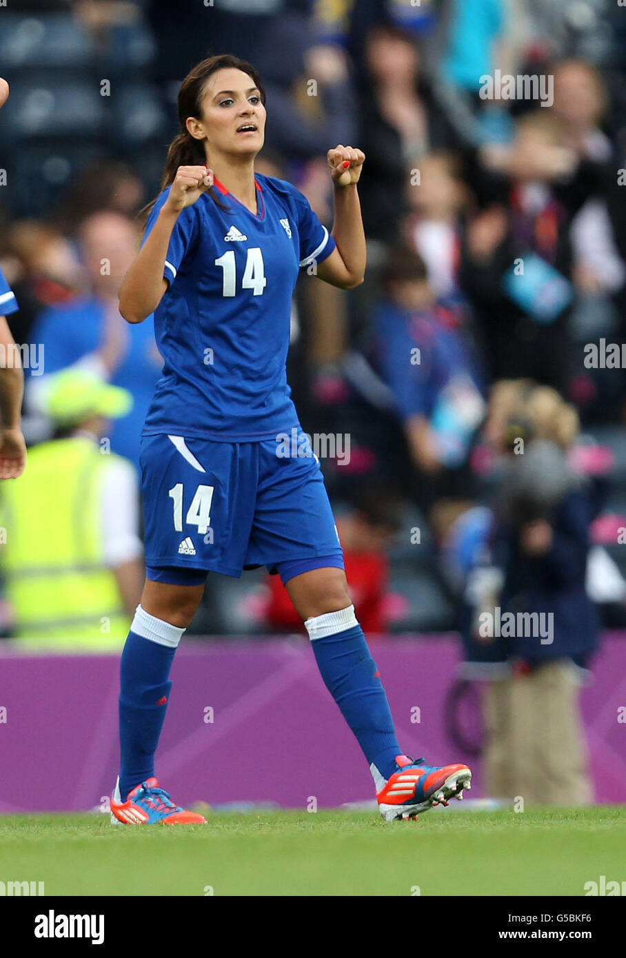 France's Louisa Necib celebrates winning the quarter final match ...