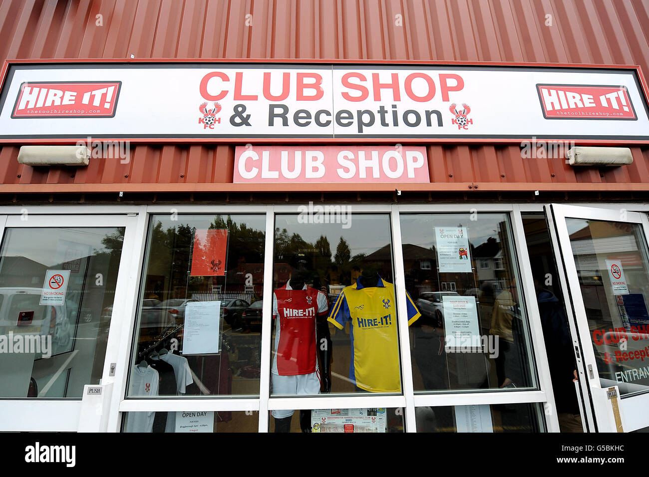 A general view of the club shop at Aggborough Stadium, home of ...