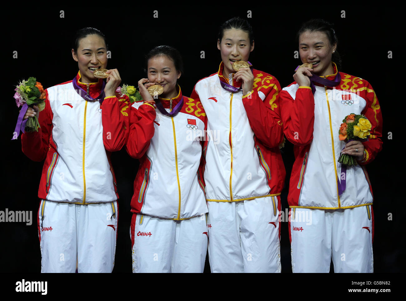 London Olympic Games - Day 8. Members of China's epee fencing team ...