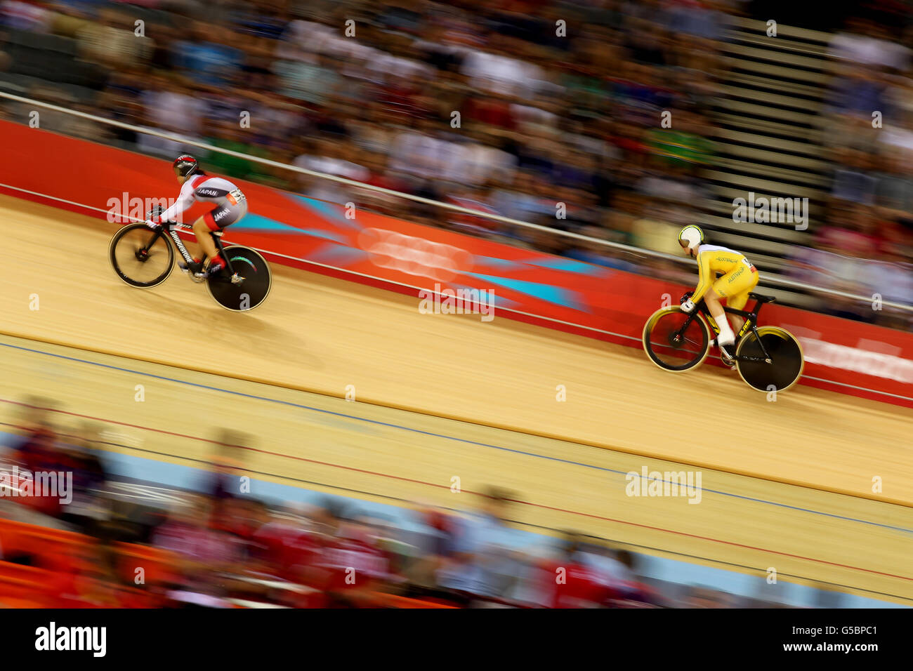Australia's Anna Meares (right) in action against Japan's Kayono Maeda ...