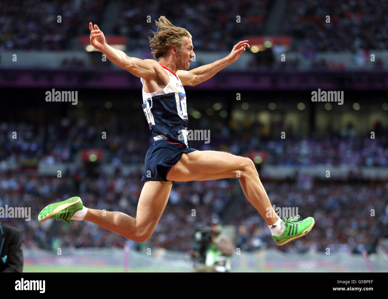 Great Britain's Chris Tomlinson on in action during the Men's Long Jump ...