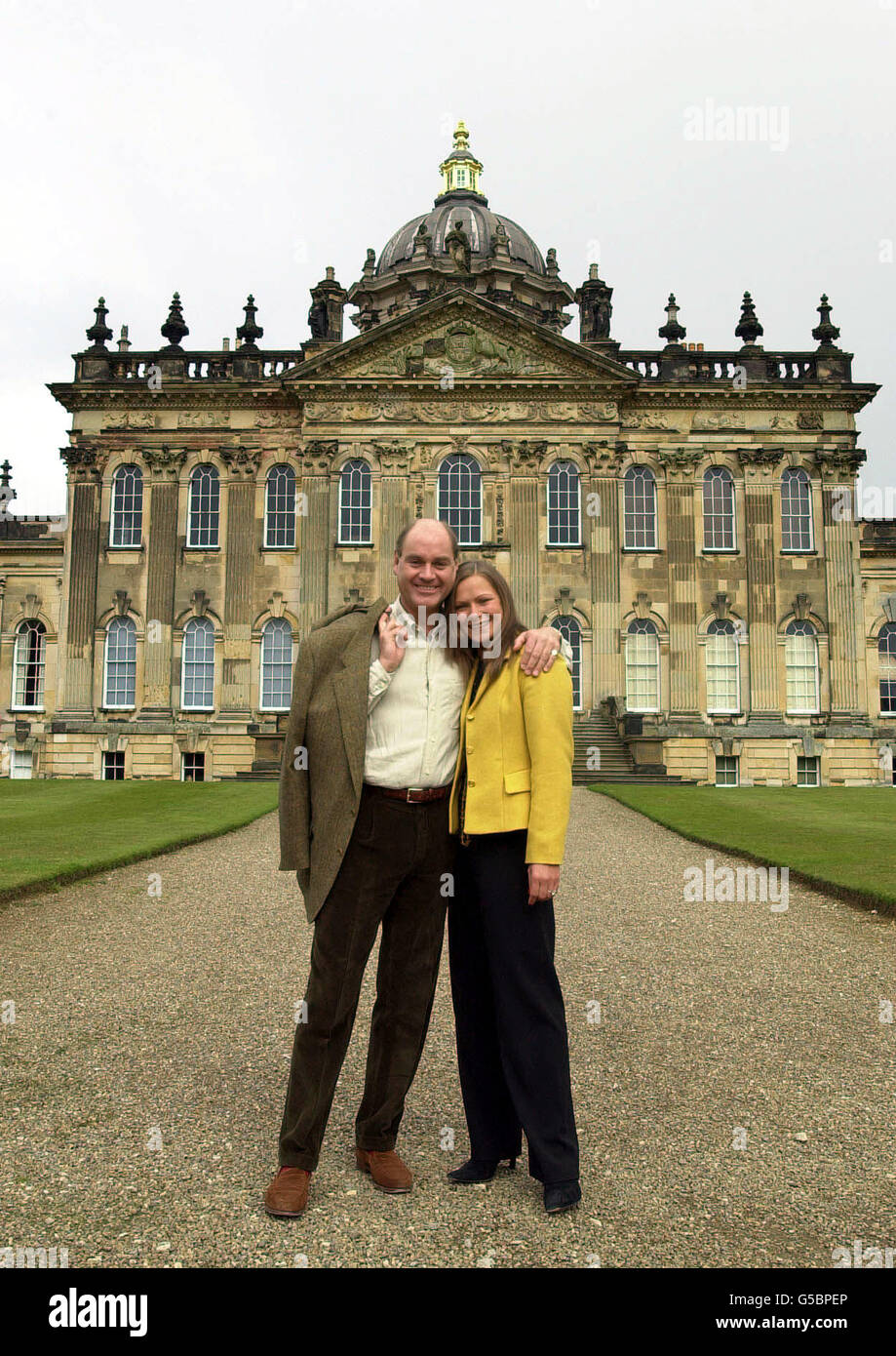 The Hon Simon Howard and his bride-to-be Rebecca Sieff outside Castle ...