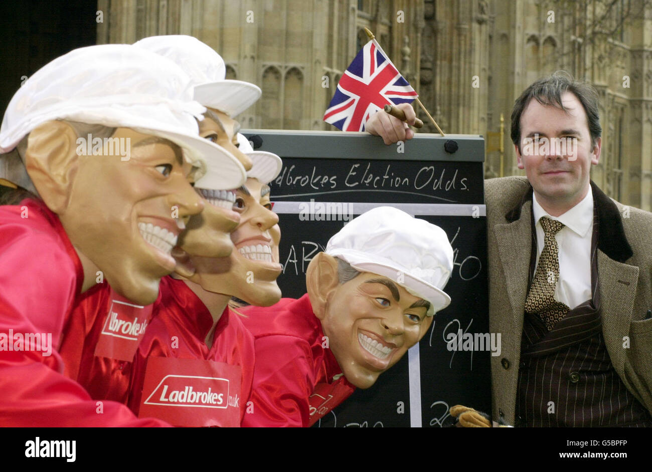 Head of communications for Ladbrokes, Sean Boyce, poses with a group of ...
