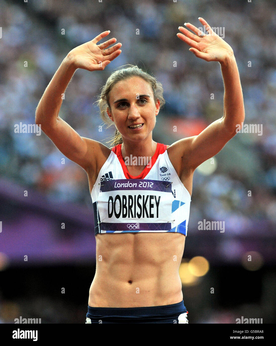 Great Britain's Lisa Dobriskey celebrates reaching the final after the ...