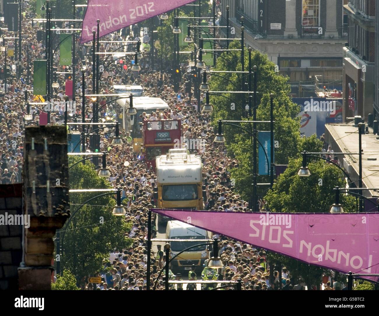 The Olympic Torch is driven along Oxford Street, London, on Day 69 of ...