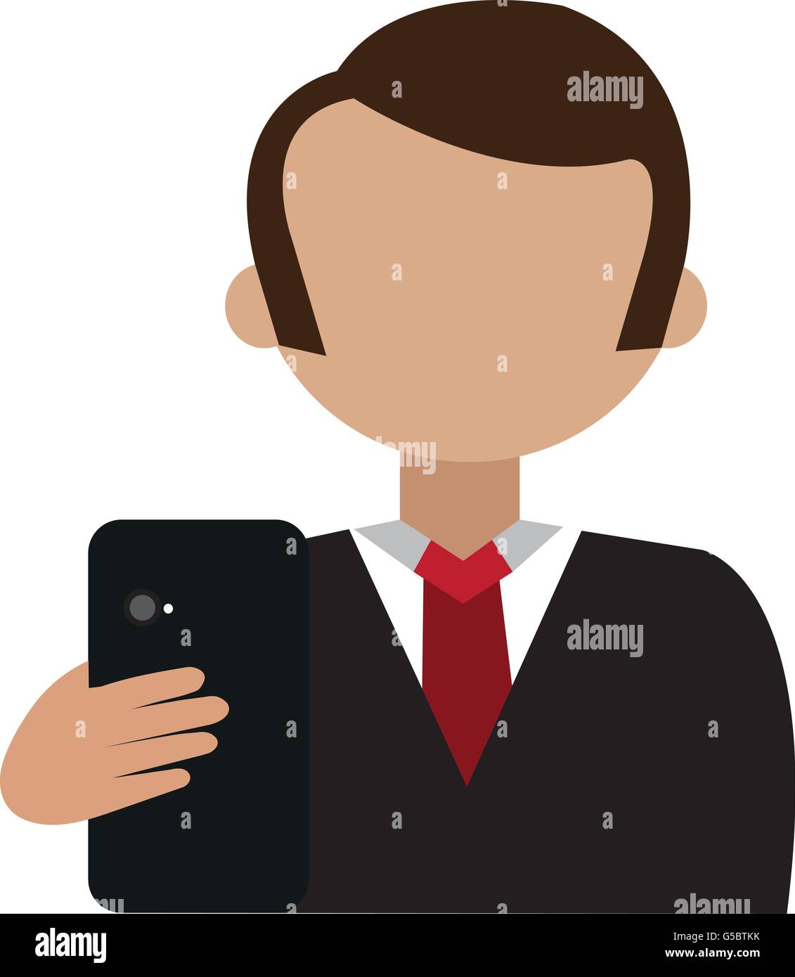 cartoon avatar man and black smartphone front view,vector graphi Stock ...