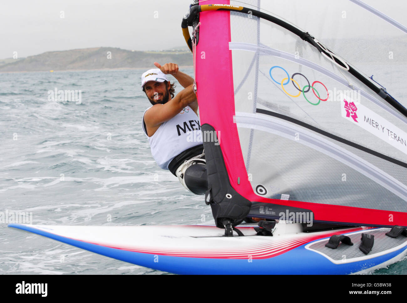 Mexico's David Mire Y Teran in the Men's RS:X class at Weymouth Bay ...