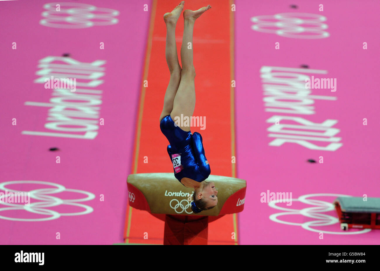 Great Britain's Rebecca Tunney competes on the vault during the ...
