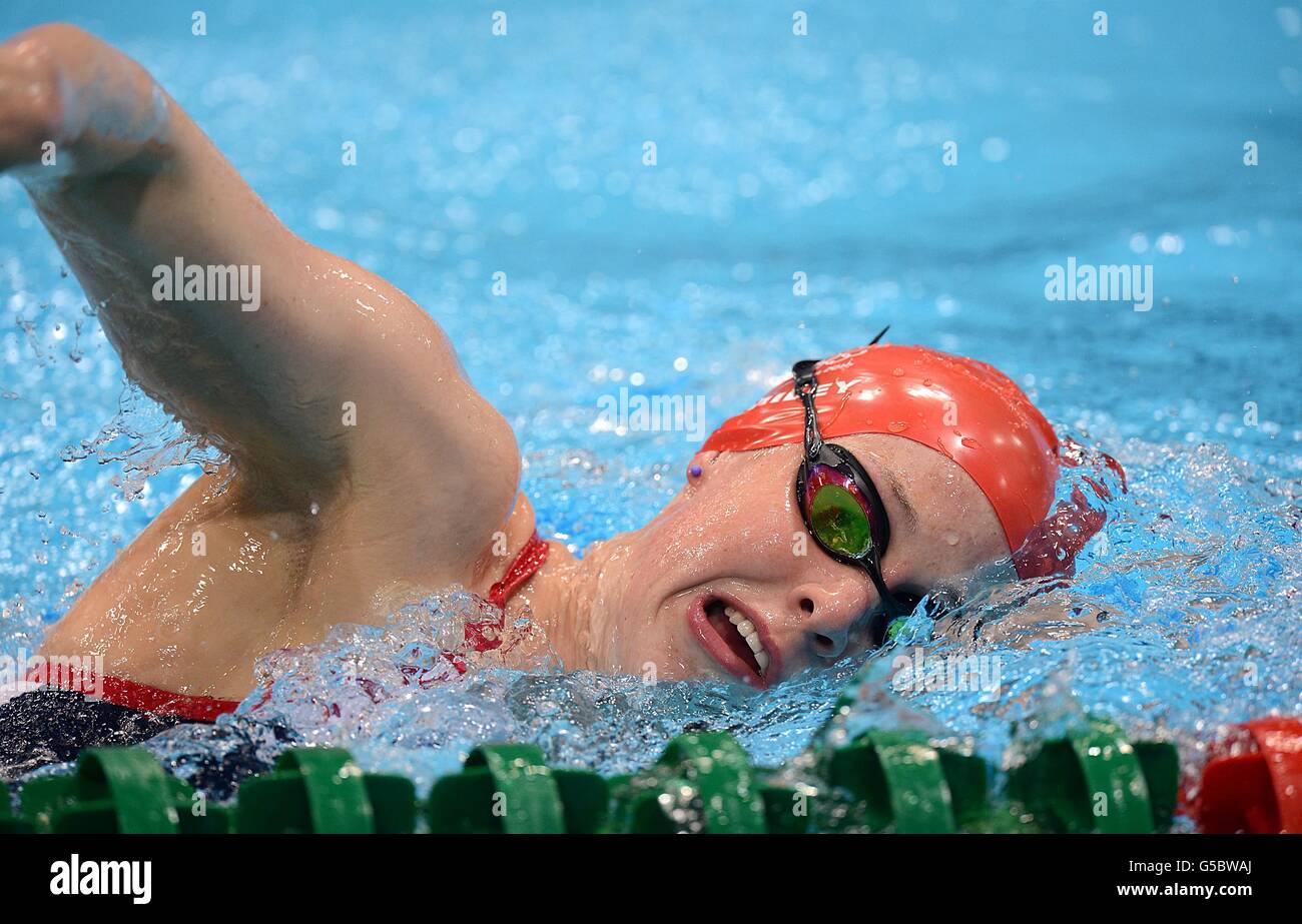 Great Britain's Hannah Miley practices in the pool at the Aquatics ...