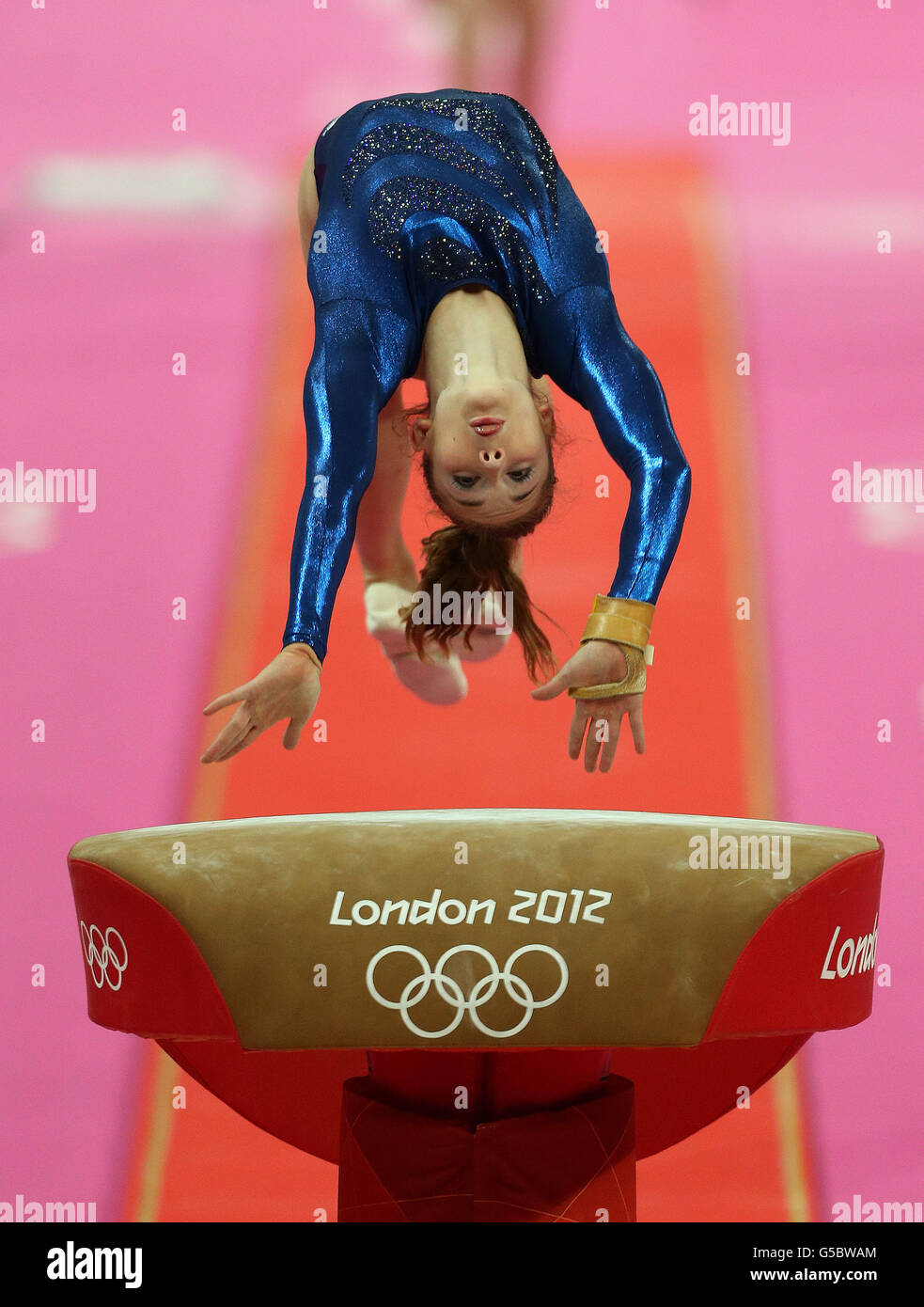 Great Britain's Rebecca Tunney competes on the vault during the ...