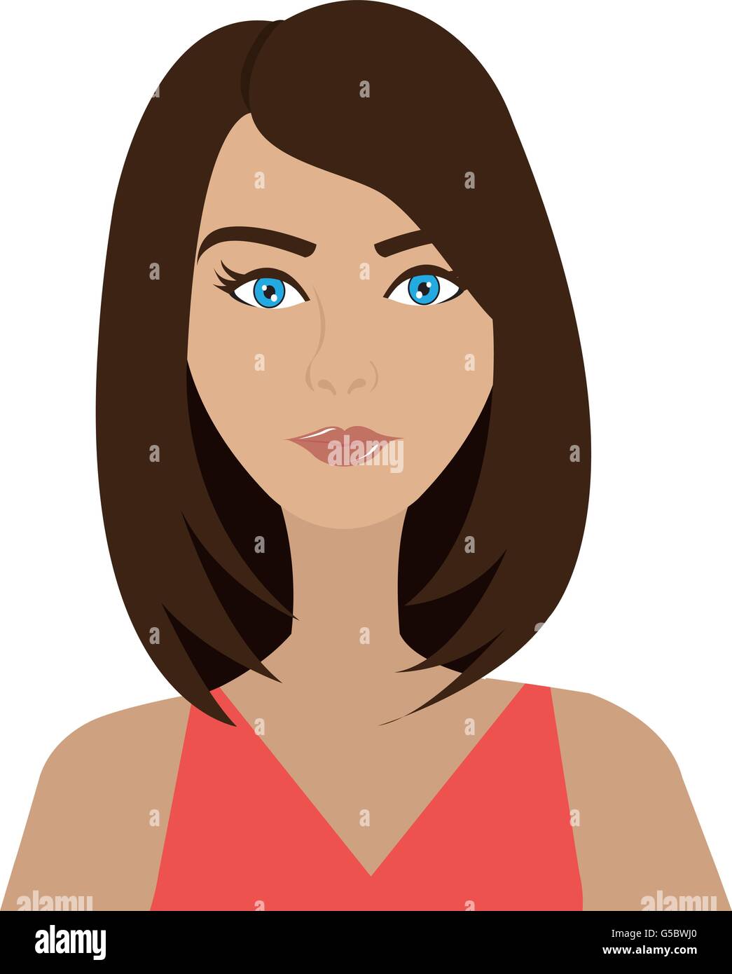 cartoon avatar woman front view,vector illustration Stock Vector Image ...