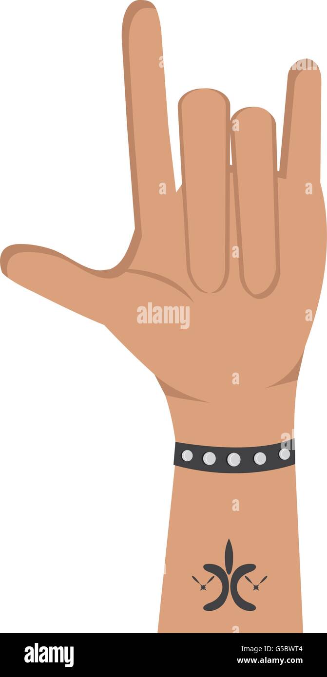 cartoon human hand with rock sign,vector graphic Stock Vector Image ...