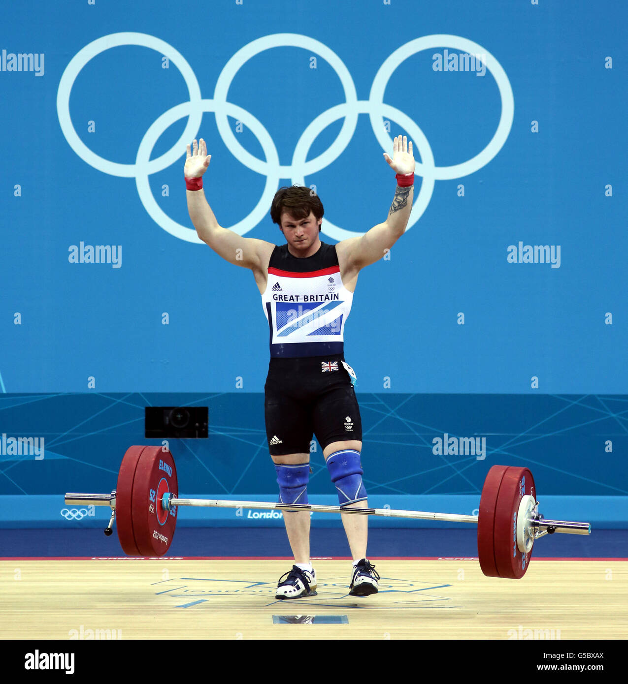 Great Britain's Jack Oliver competes in the Men's 77kg weightlifting at ...
