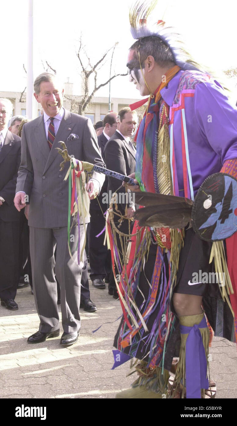 The Prince of Wales (left) is invited to an afternoon Cree dance, by Oo ...