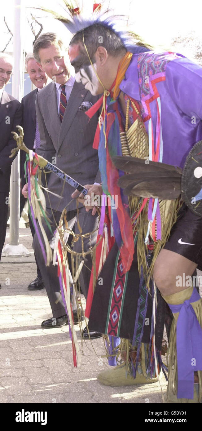 The Prince of Wales (left) is invited to an afternoon Cree dance, by Oo ...