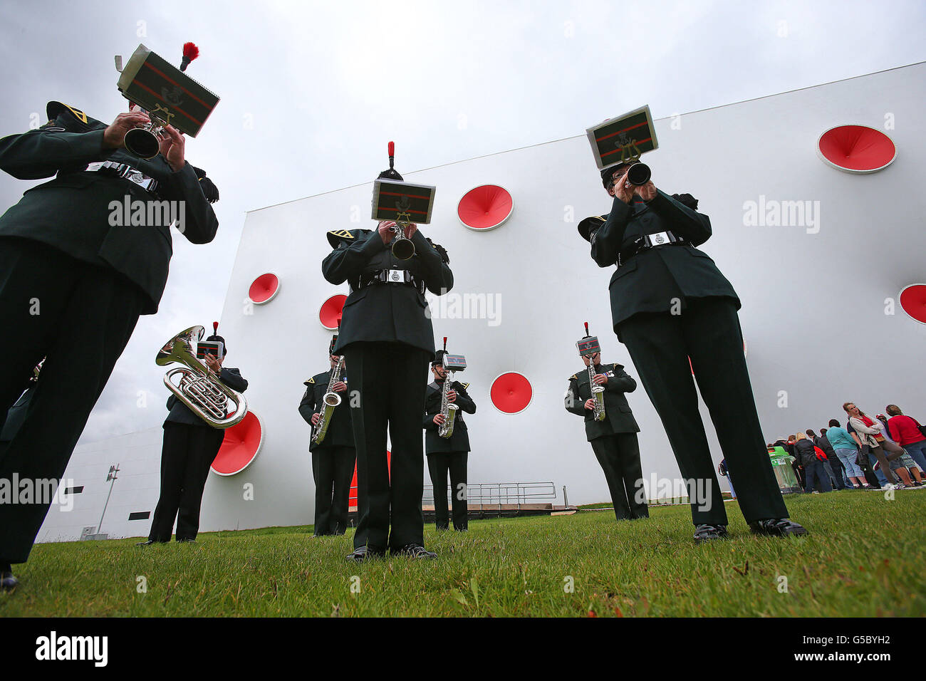 Members of the Waterloo Band from the Rifles Army Regiment play for the ...