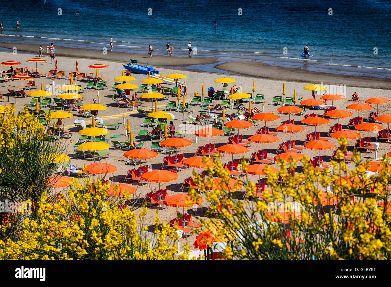 spectacular and colorful view of the beaches of the Marche region in ...