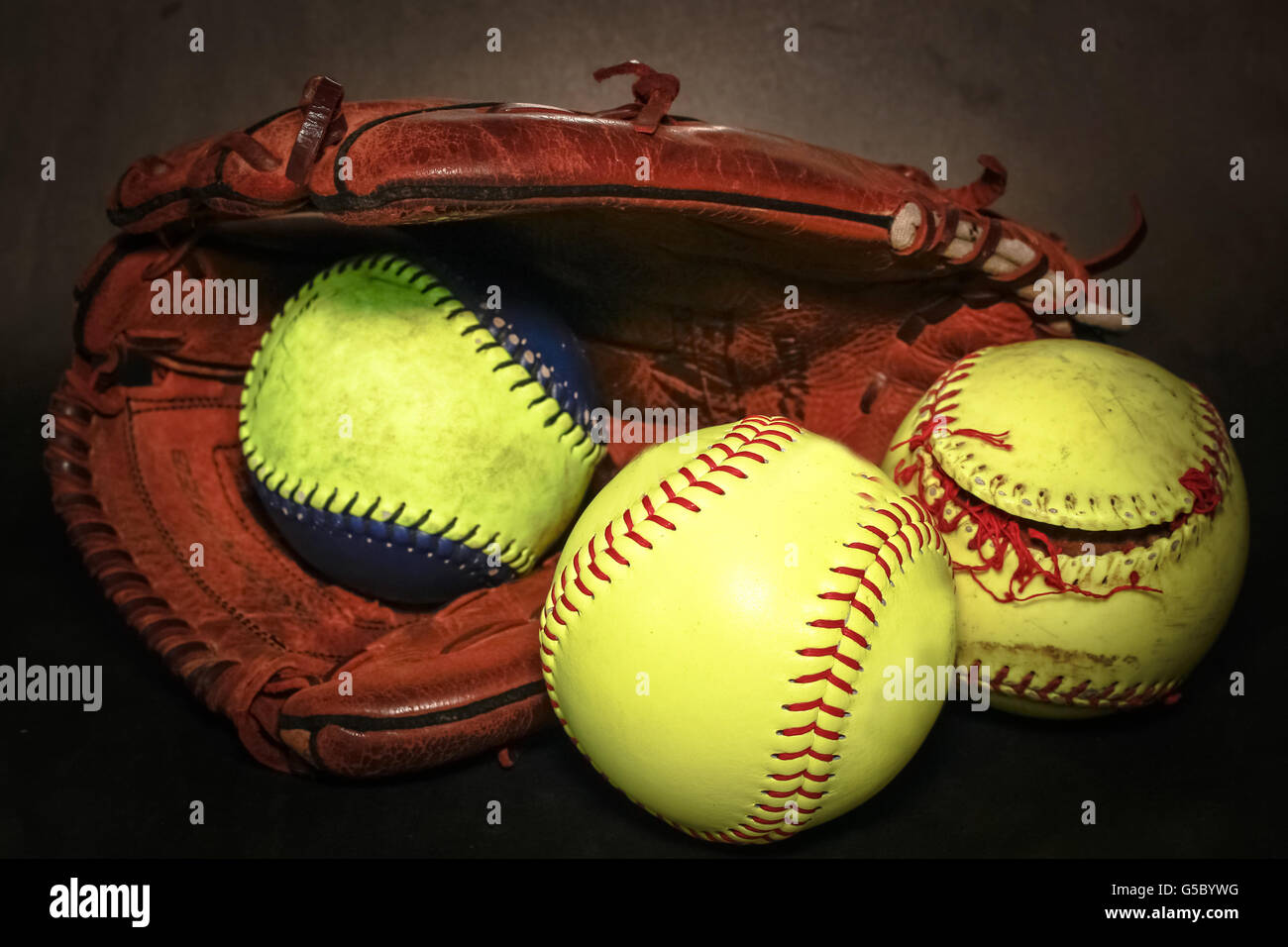 Closeup of a Softball match ball Stock Photo - Alamy
