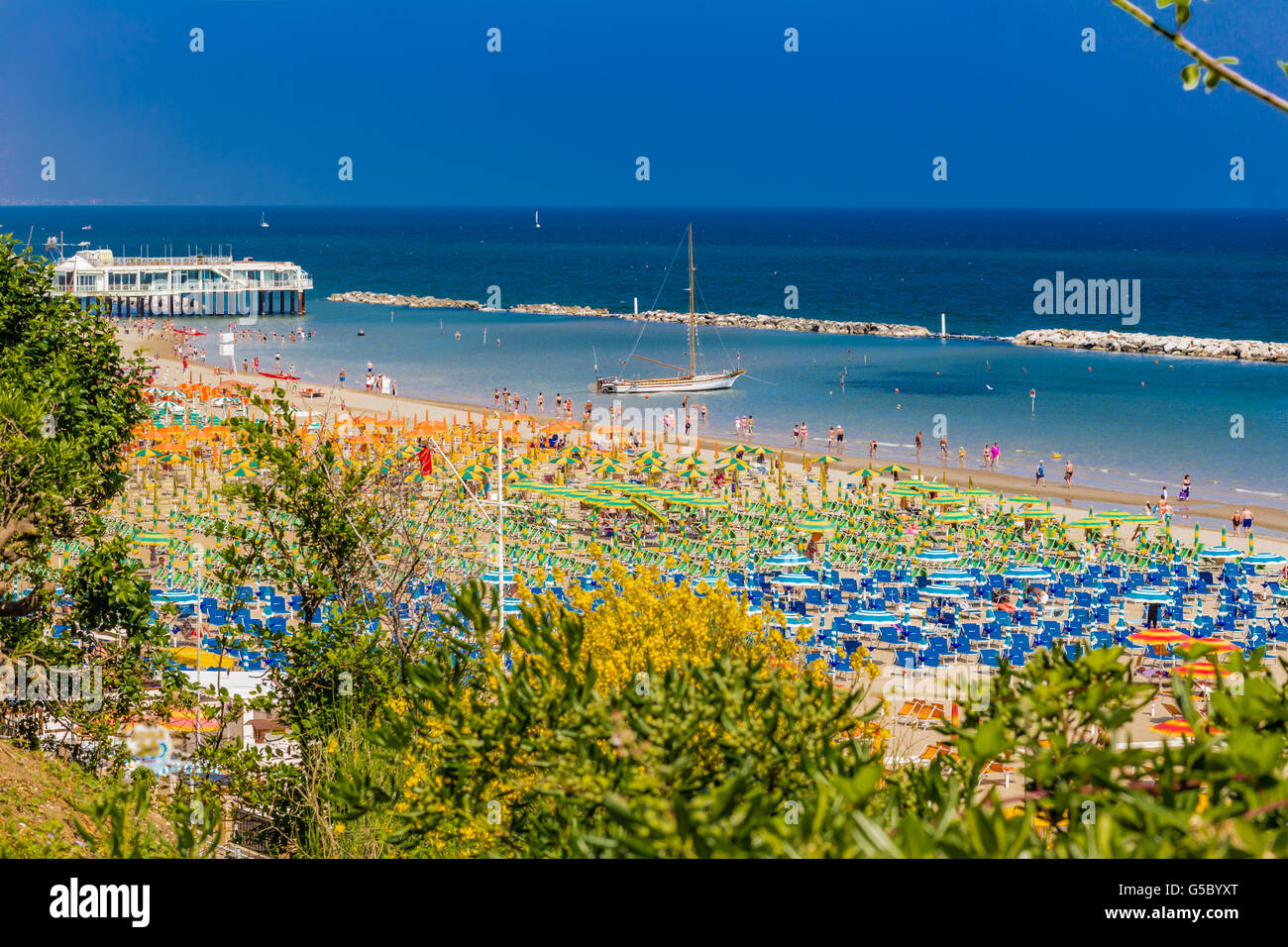 spectacular and colorful view of the beaches of the Marche region in ...