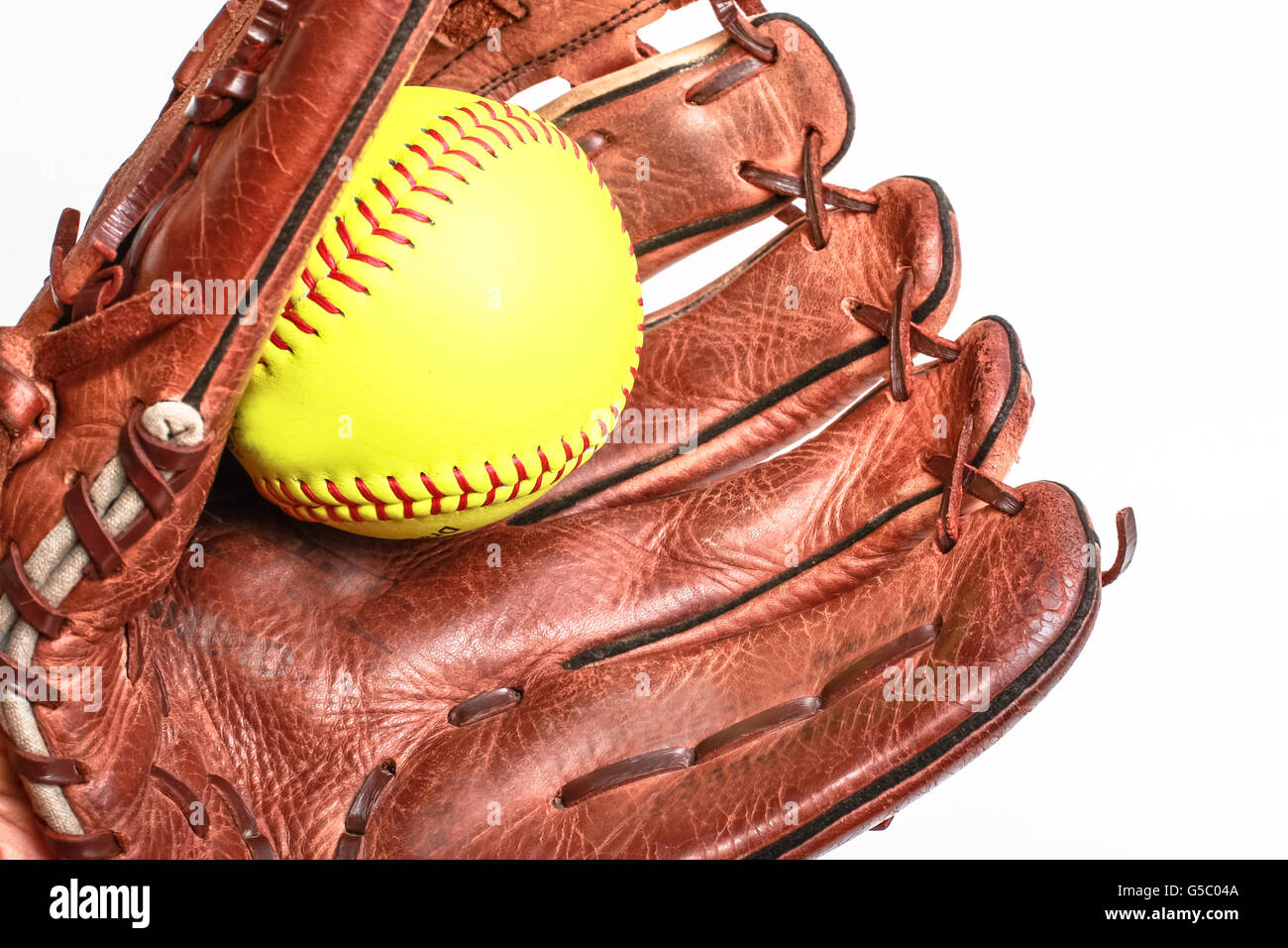 Closeup of a Softball match ball Stock Photo - Alamy