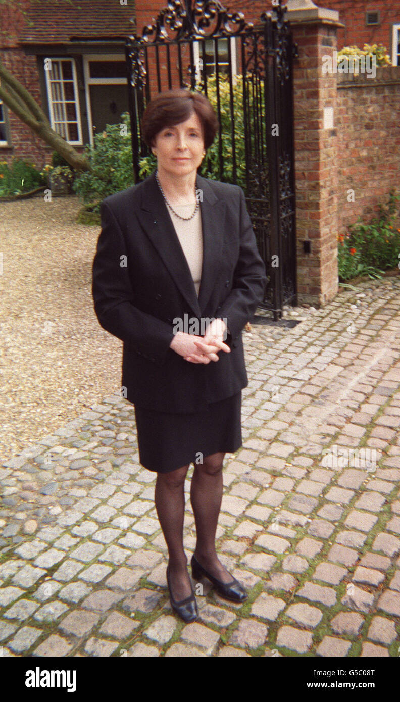 Lady Archer stands outside the family home near Cambridge after hearing ...