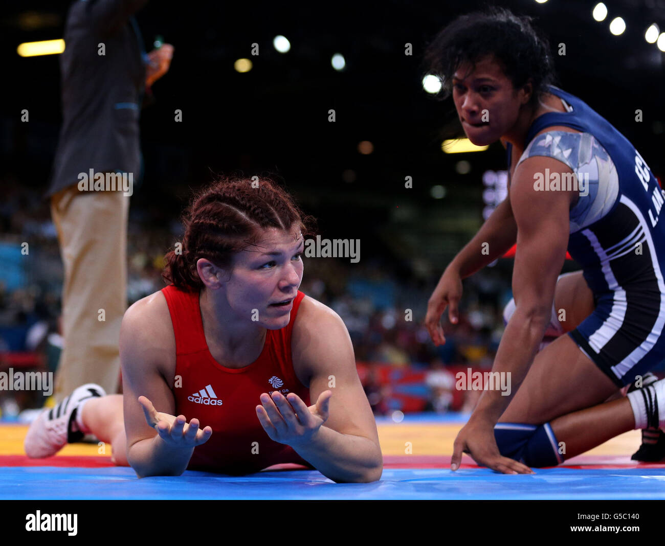 Great Britain's Olga Butkevych (red) reacts during her match against ...