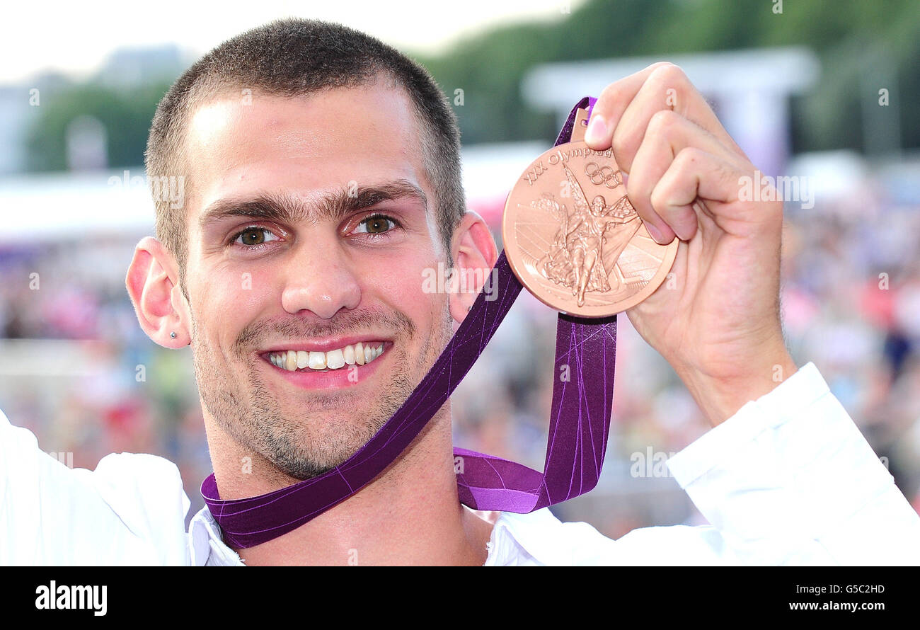 Great Britain's Robbie Grabarz with his Bronze medal that he won in the ...