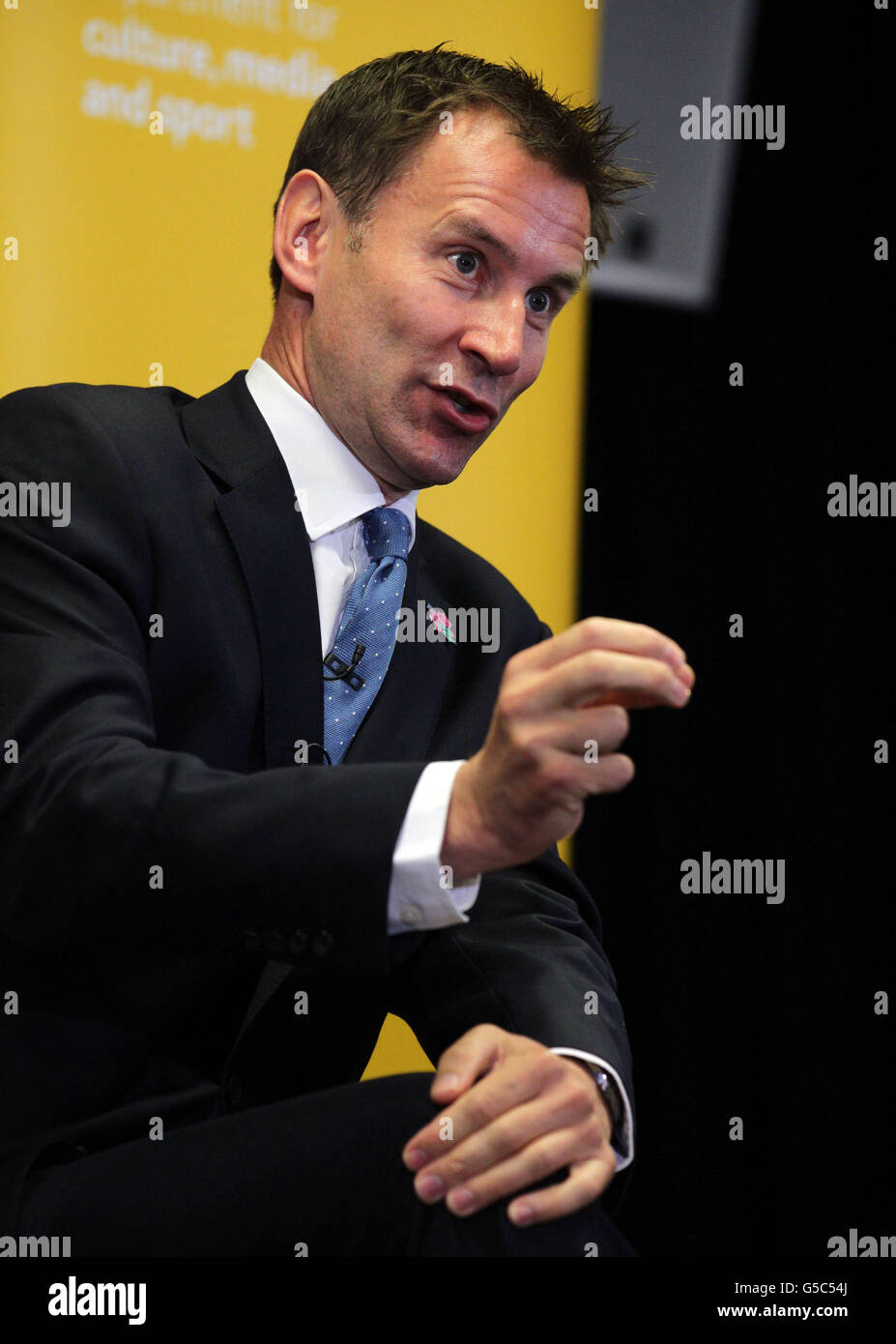 Culture secretary Jeremy Hunt making a keynote speech on the delivery ...