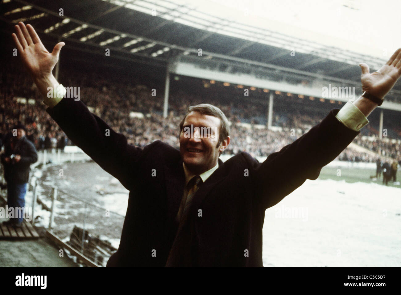 Malcolm allison manchester city coach celebrates after their win hi-res ...