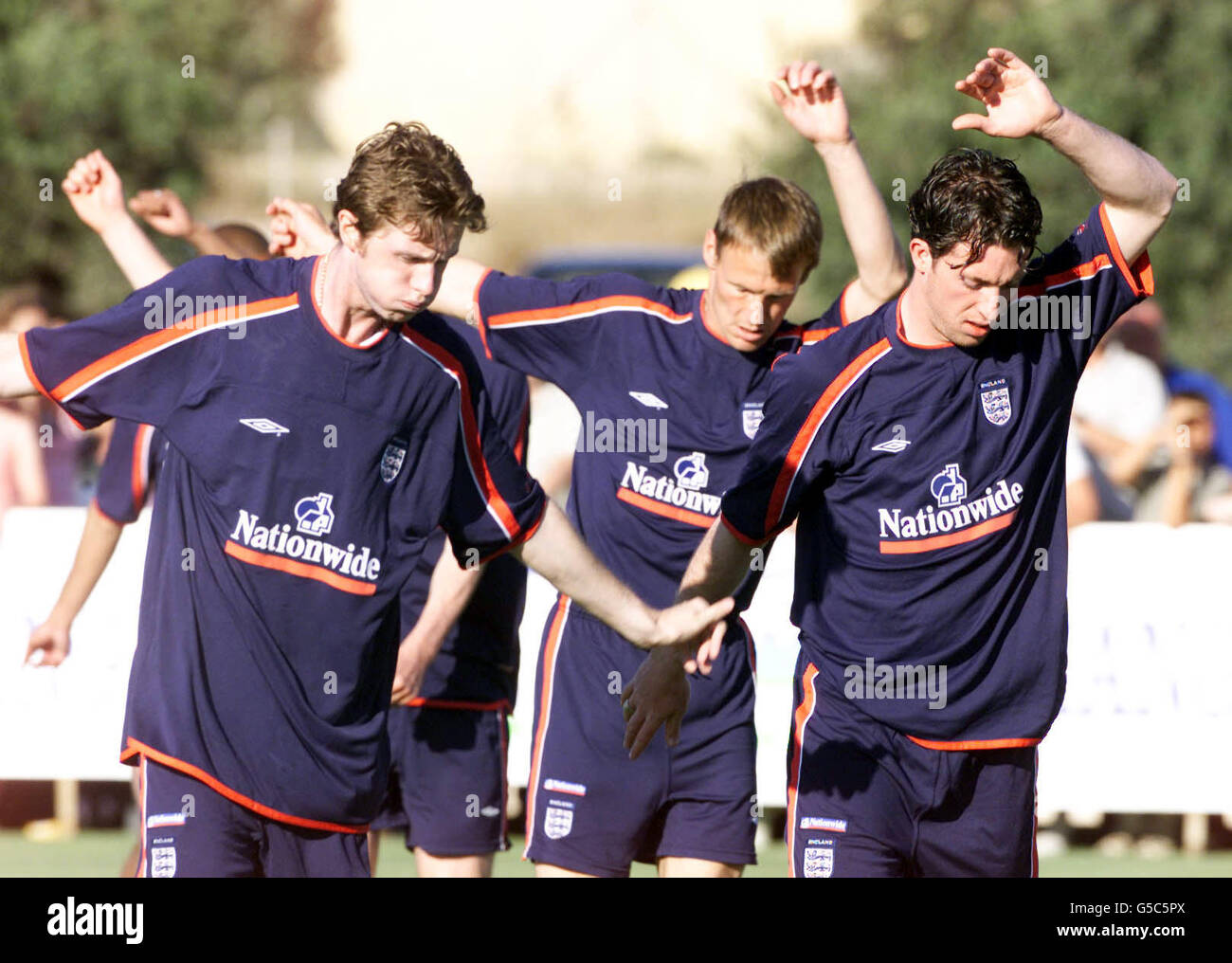 England's Steve McManaman (left), Teddy Sheringham (centre) & Robbie ...