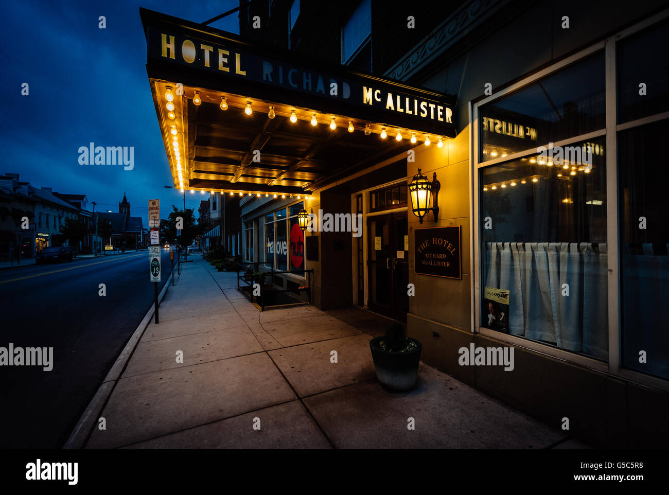 The Hotel Richard McAllister at night, in downtown Hanover ...