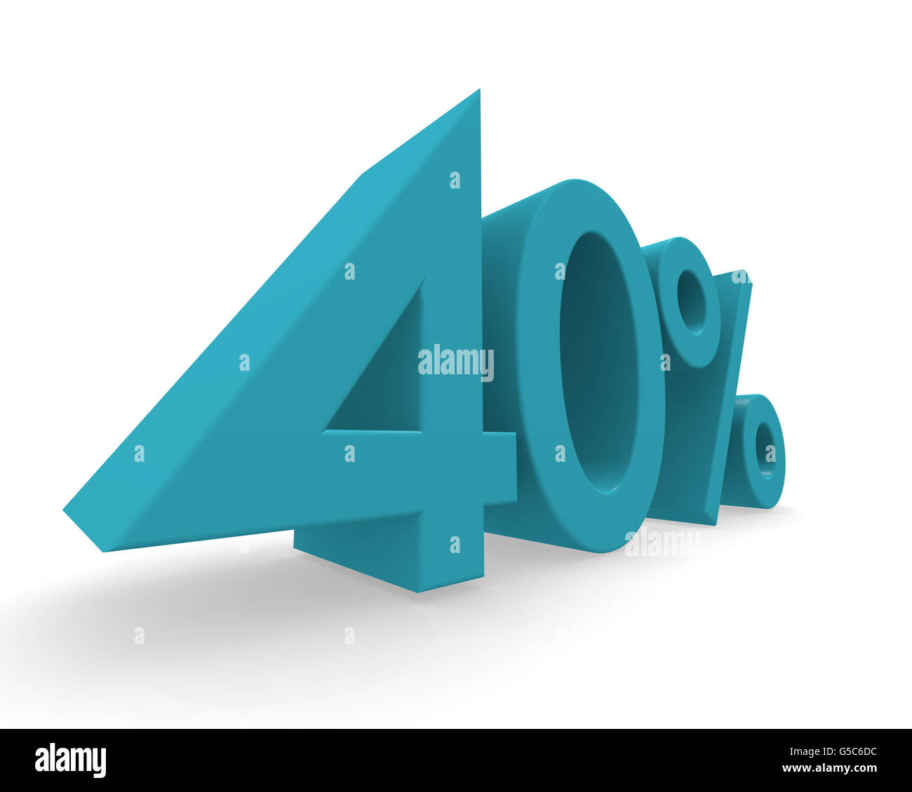 40 percent in turquoise on a white background 3d rendering Stock Photo ...
