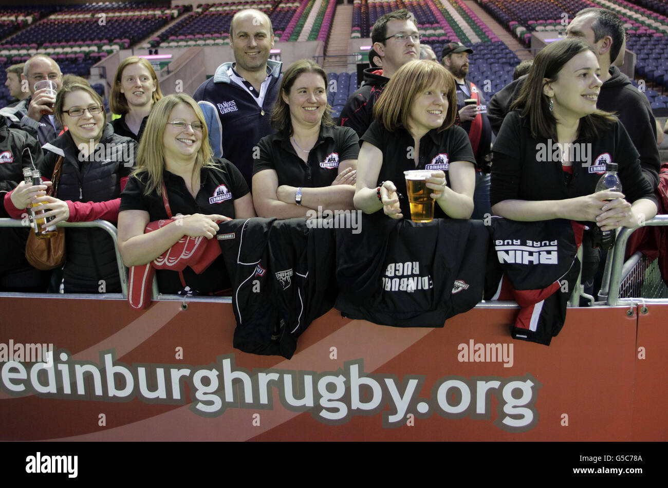 Edinburghs fans look on pre season friendly match murrayfield stadium ...