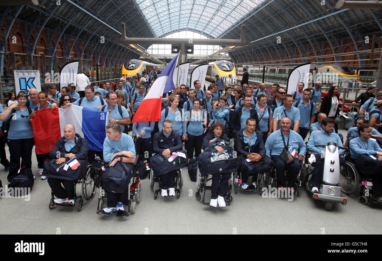 The French Paralympic Team after arriving at St Pancras Station, London ...