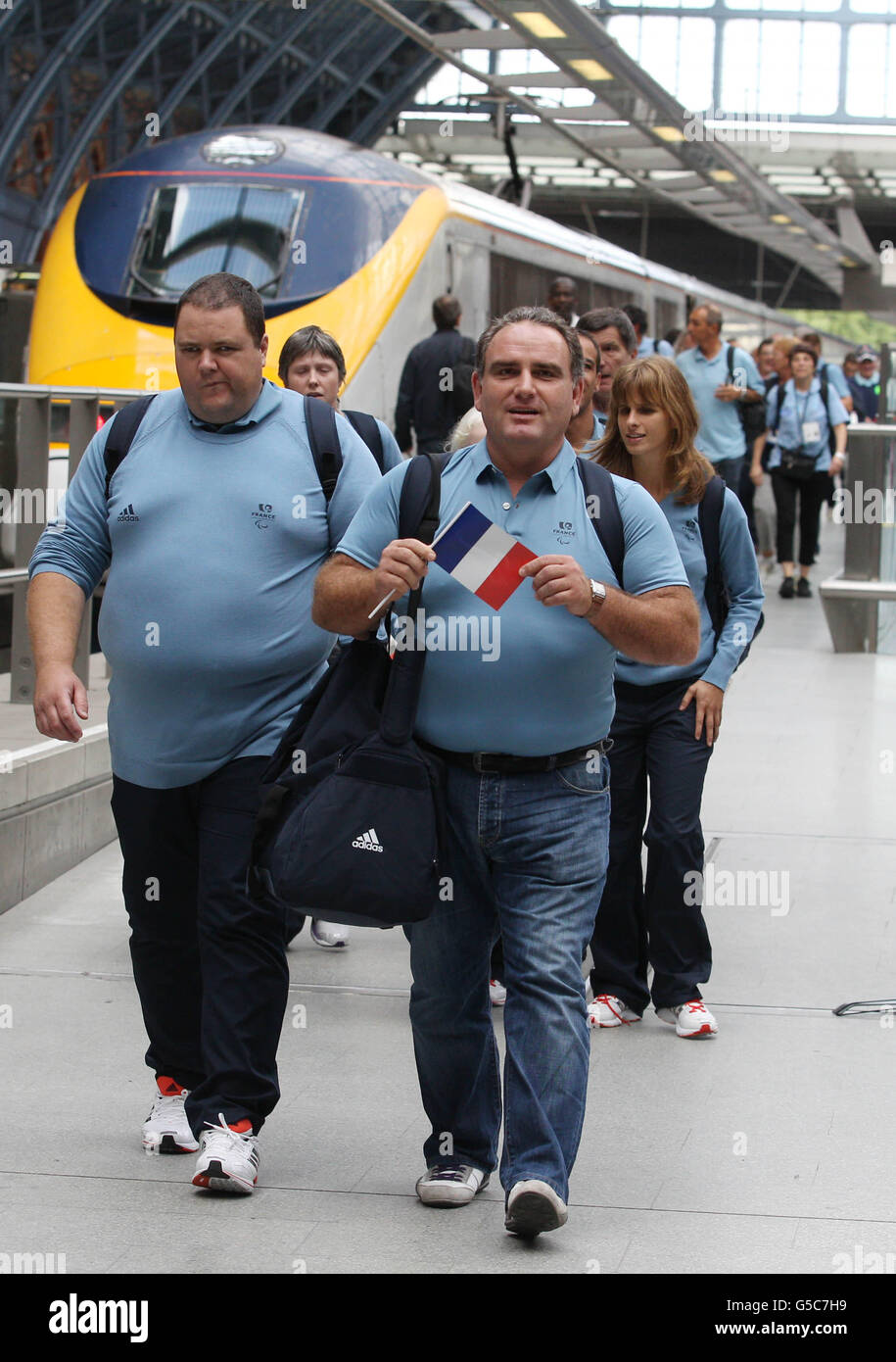 The French Paralympic Team after arriving at St Pancras Station, London ...
